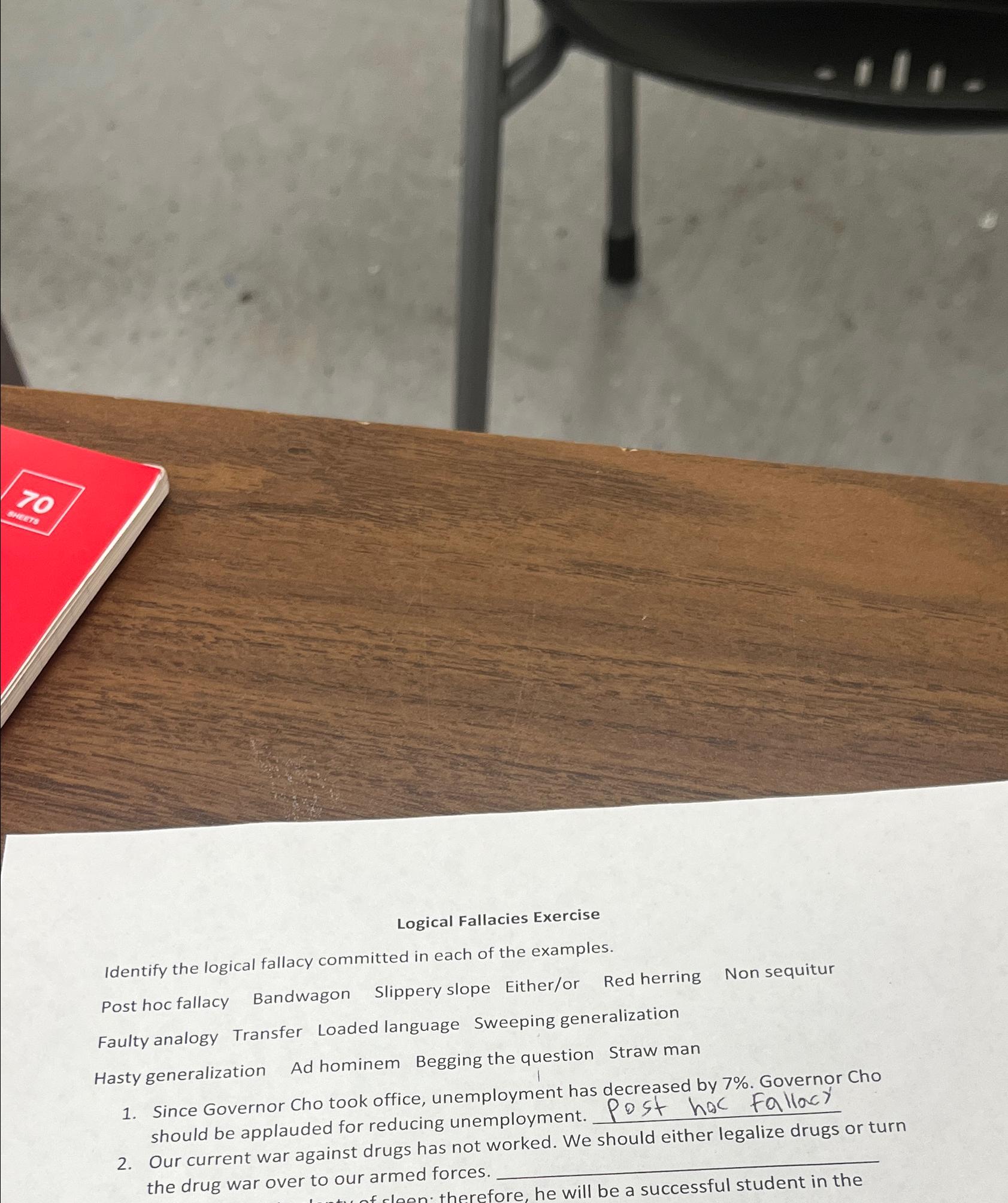 Solved Logical Fallacies ExerciseIdentify the logical | Chegg.com