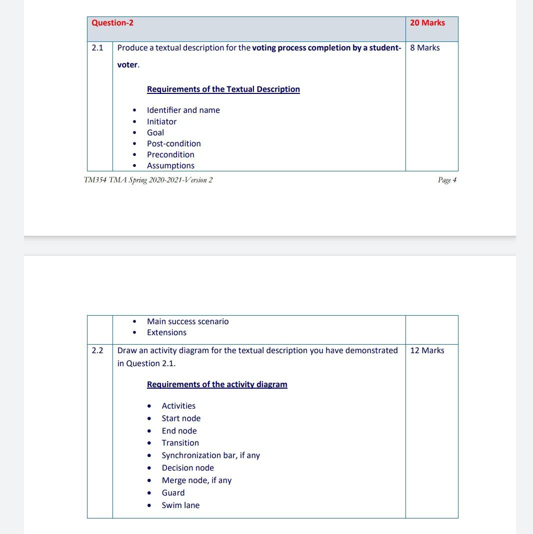 Solved Question-2 20 Marks 2.1 Produce a textual description | Chegg.com