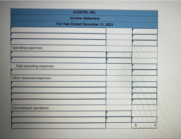Solved During 2023, GlenTel Inc. sold its interest in a | Chegg.com