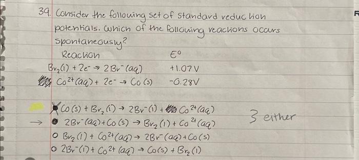 Solved consider the following set of standard reduction | Chegg.com