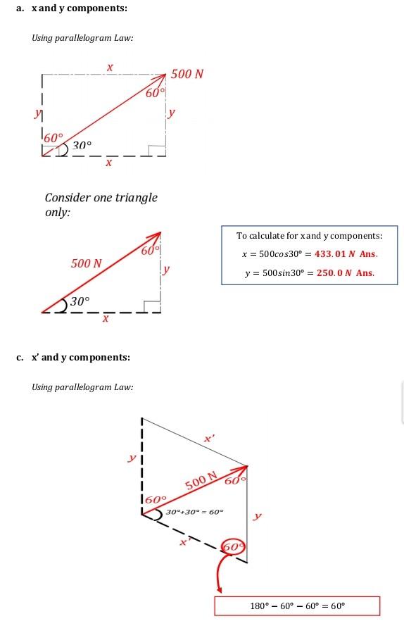 Solved Resolve the 500 Force into: a. x and y components b. | Chegg.com