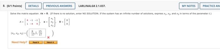 Solved 11. (-/1 Points] DETAILS LARLINALG8 2.1.083. Perform | Chegg.com