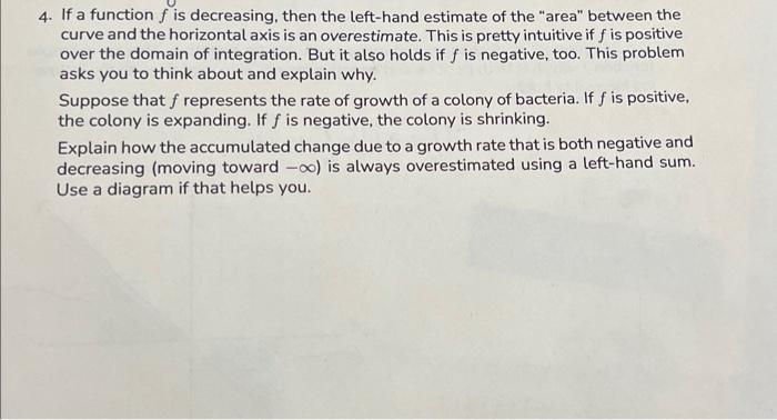 4. If a function f is decreasing, then the left-hand | Chegg.com