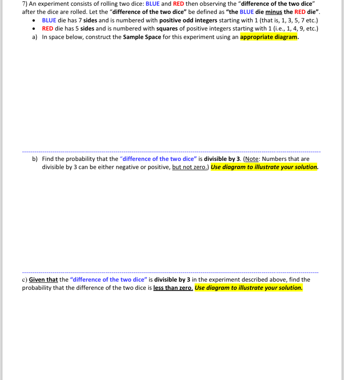 Solved An experiment consists of rolling two dice: BLUE and | Chegg.com