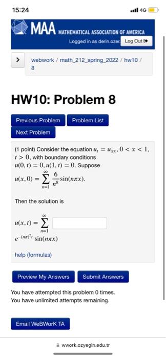 Solved HW10: Problem 8 Problem List Next Problem (pon) | Chegg.com