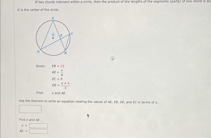 Solved Consider the following theorem. If two chords | Chegg.com