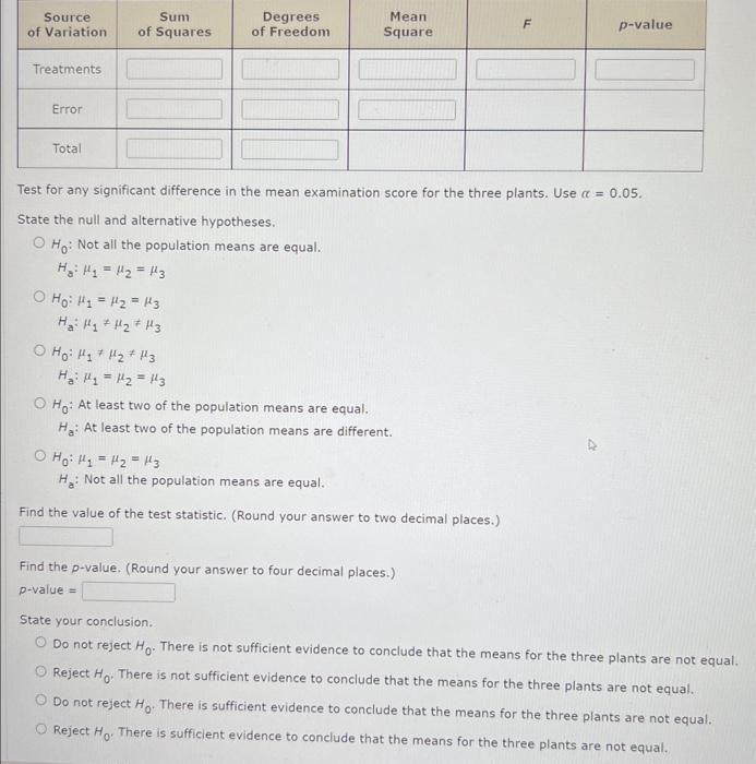 Solved Test for any significant difference in the mean | Chegg.com