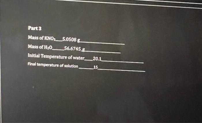 Solved Part3: Determine the heat of solution of KNO3 KNO3( | Chegg.com