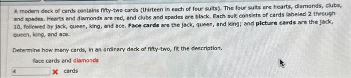 Solved A modern deck of cards contains fifty-two cards | Chegg.com