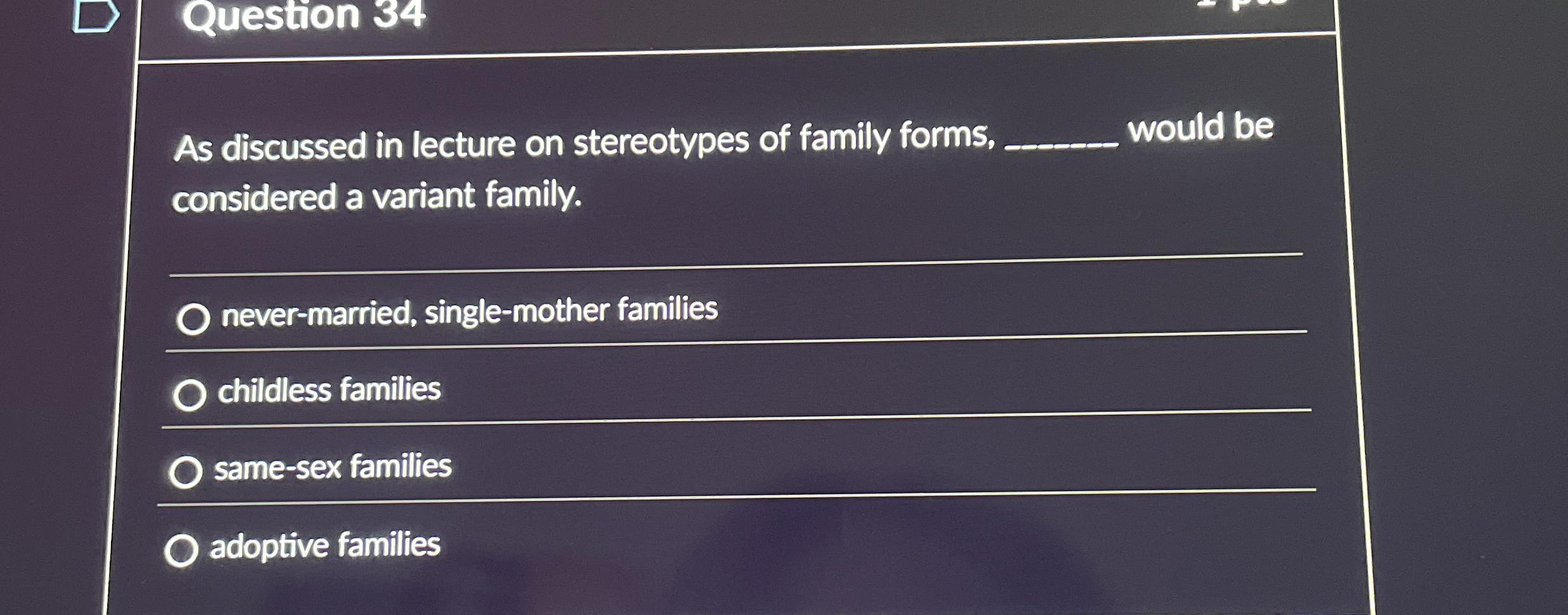 Solved Question 34As discussed in lecture on stereotypes of | Chegg.com