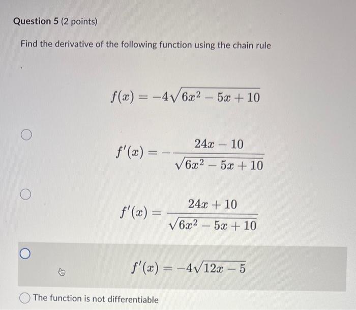 Solved Find the derivative of the following function using | Chegg.com