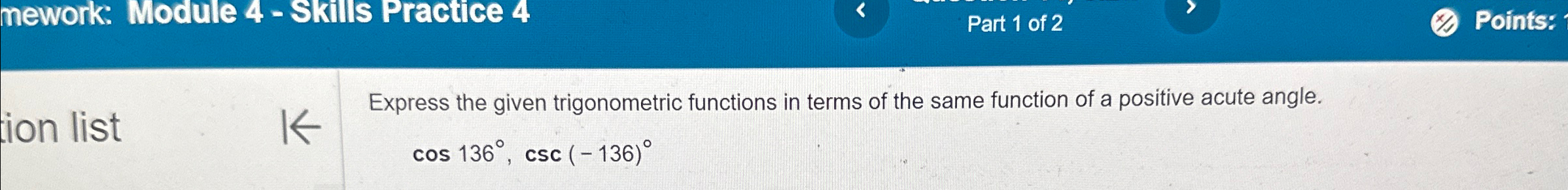 Solved mework: Module 4 - ﻿Skills Practice 4Part 1 ﻿of | Chegg.com