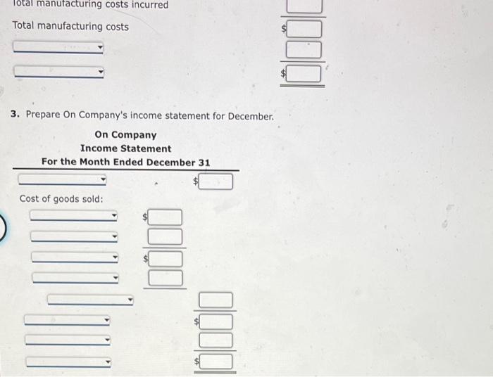 Manufacturing Income Statement, Statement of Cost of | Chegg.com
