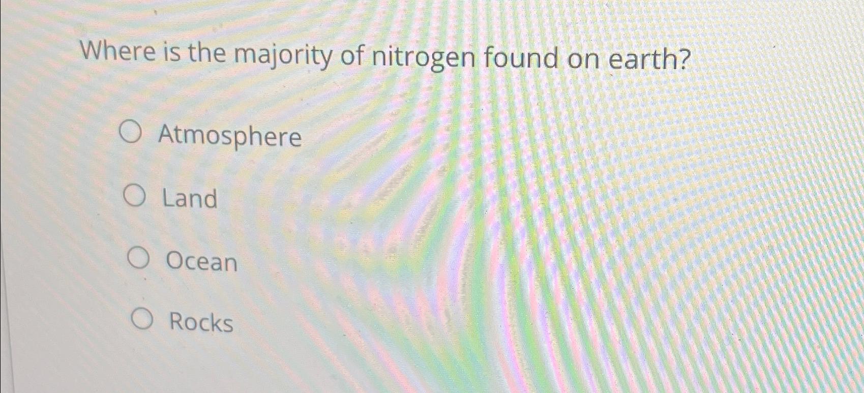 Solved Where is the majority of nitrogen found on | Chegg.com