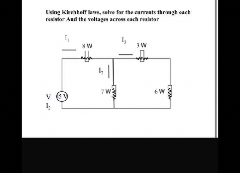 Solved Using Kirchhoff laws, solve for the currents through | Chegg.com