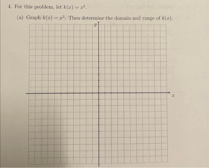 Solved 4. For this problem, let k(x)=x2.(b) Graph and label | Chegg.com