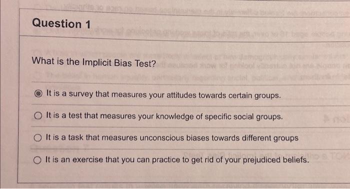 Solved Question 1 What is the Implicit Bias Test? It is a | Chegg.com