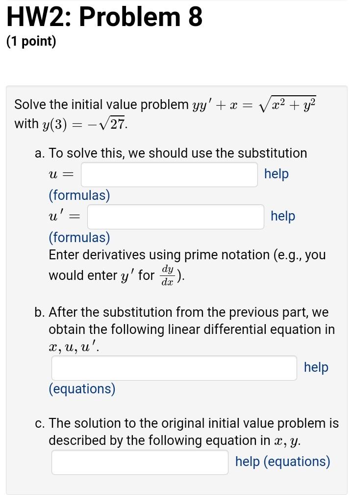 Solved Solve the initial value problem yy′+x=x2+y2 with | Chegg.com