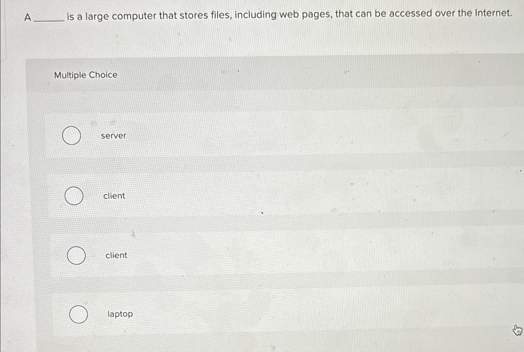 Solved A is a large computer that stores files, including | Chegg.com