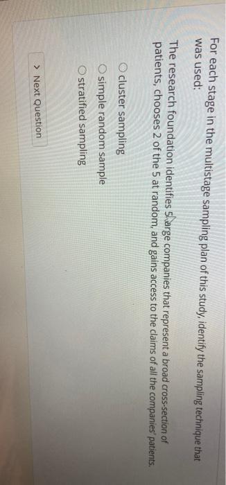 Solved For each stage in the multistage sampling plan of | Chegg.com