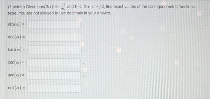 Solved (4 points) Suppose that sin(θ)=5/13 and θ is in the | Chegg.com