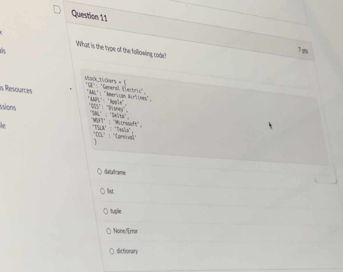 Solved Question 117 ﻿ptsWhat is the type of the following | Chegg.com