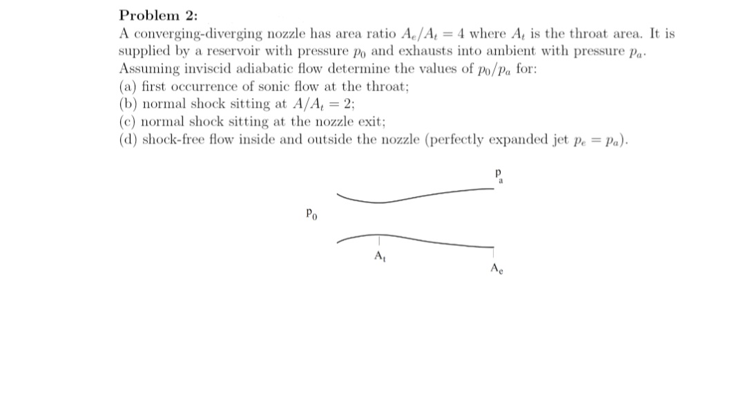 Solved Problem 2:A converging-diverging nozzle has area | Chegg.com