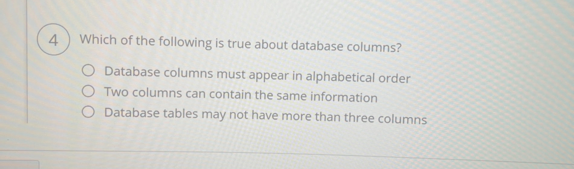 Solved Which of the following is true about database | Chegg.com