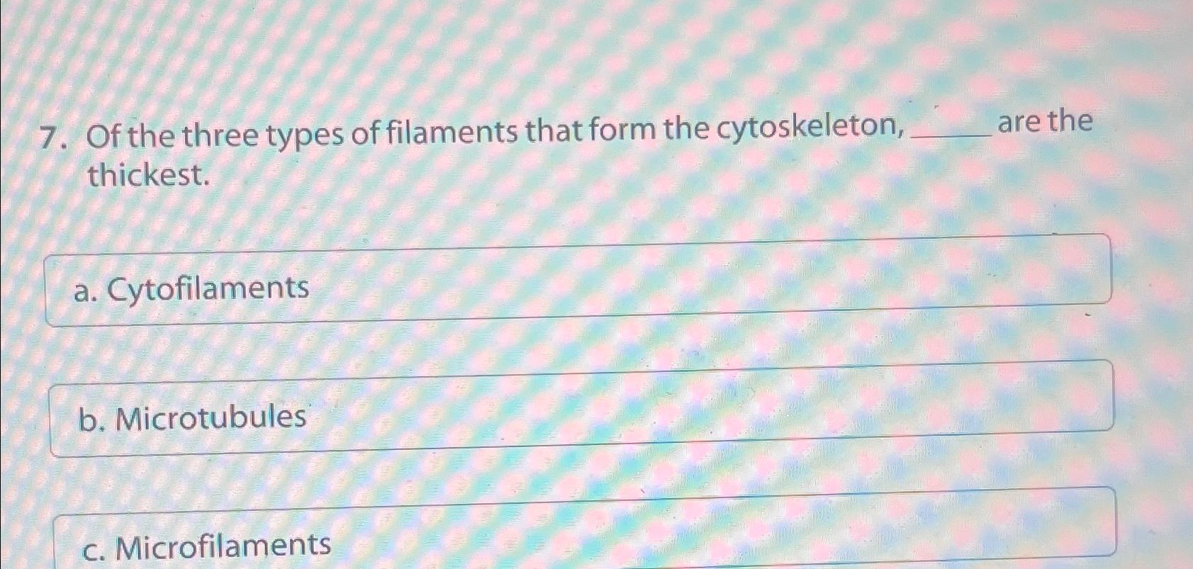 Solved Of the three types of filaments that form the | Chegg.com
