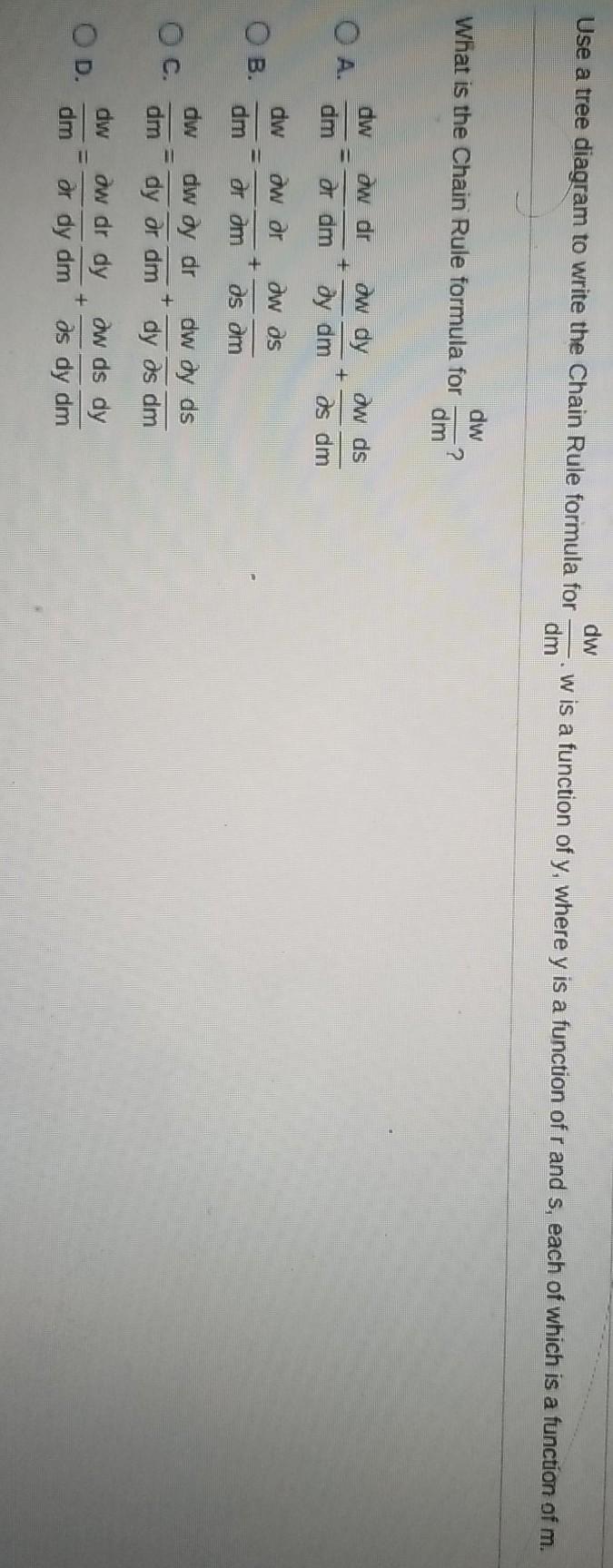 Solved dw Use a tree diagram to write the Chain Rule formula | Chegg.com