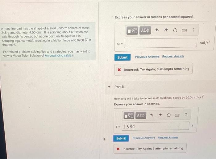 Solved Express your answer in radians per second squared. A | Chegg.com