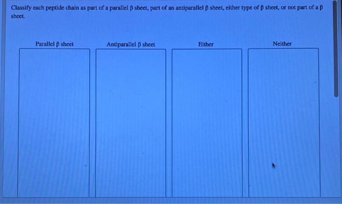 Classify each peptide chain as part of a parallel P | Chegg.com