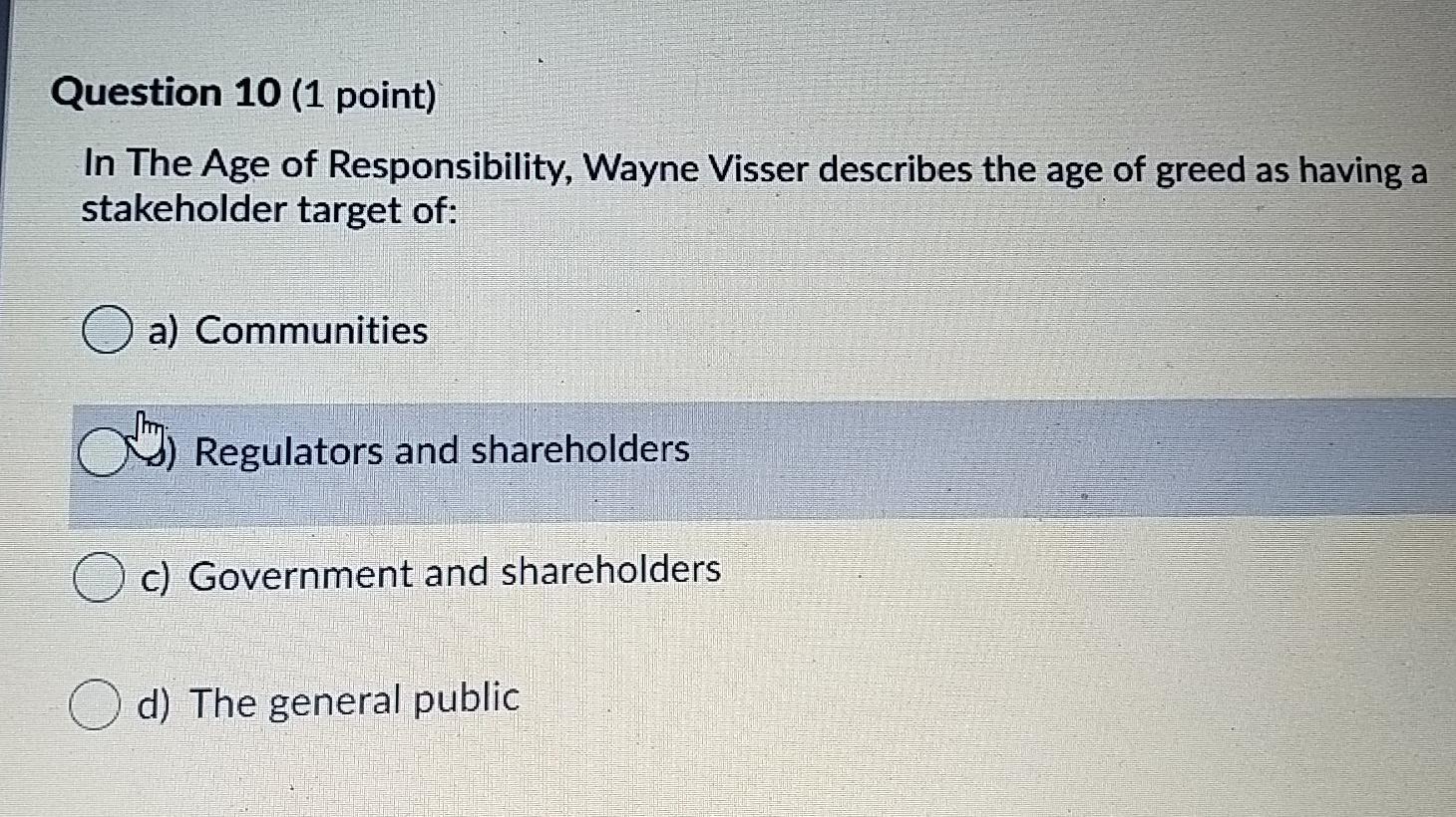 Solved Question 10 (1 point) In The Age of Responsibility, | Chegg.com