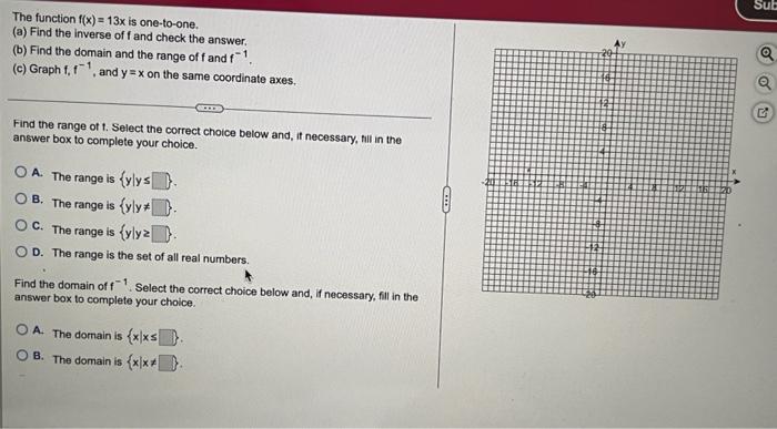 Solved The function f(x) = 13x is one-to-one. (a) Find the | Chegg.com