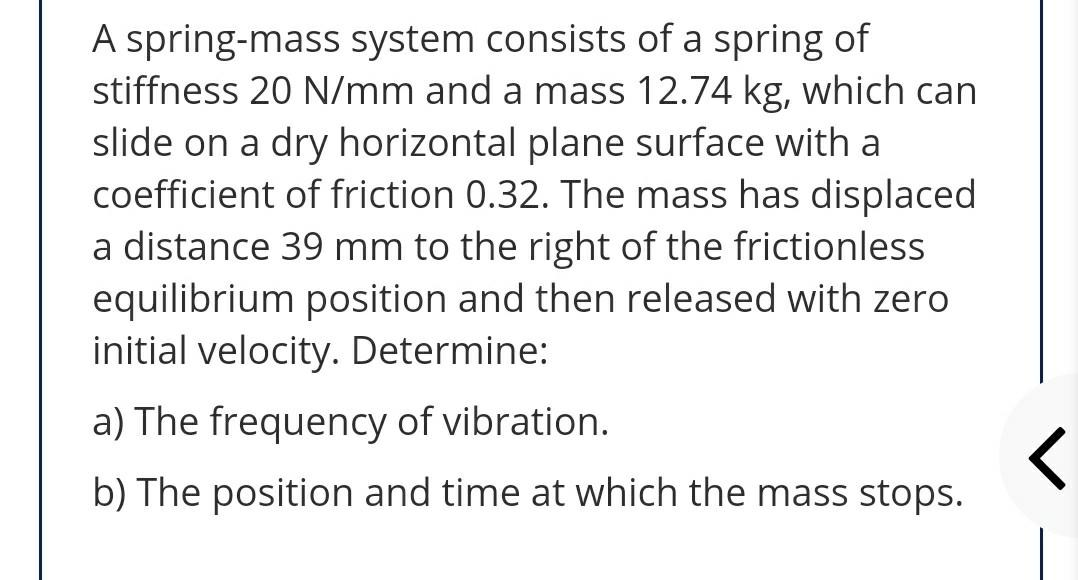 Solved A spring-mass system consists of a spring of | Chegg.com