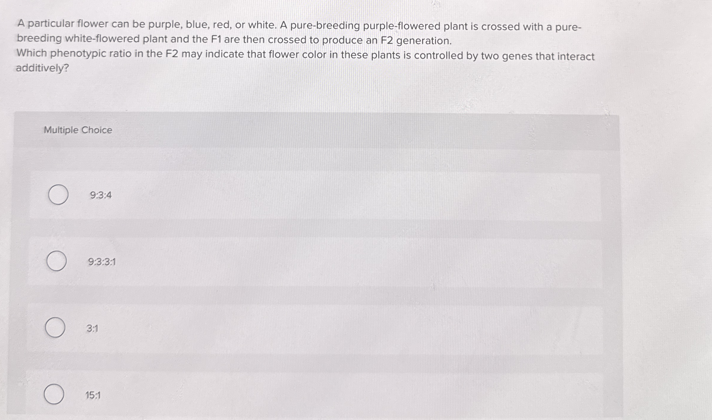 Solved A particular flower can be purple, blue, red, or | Chegg.com