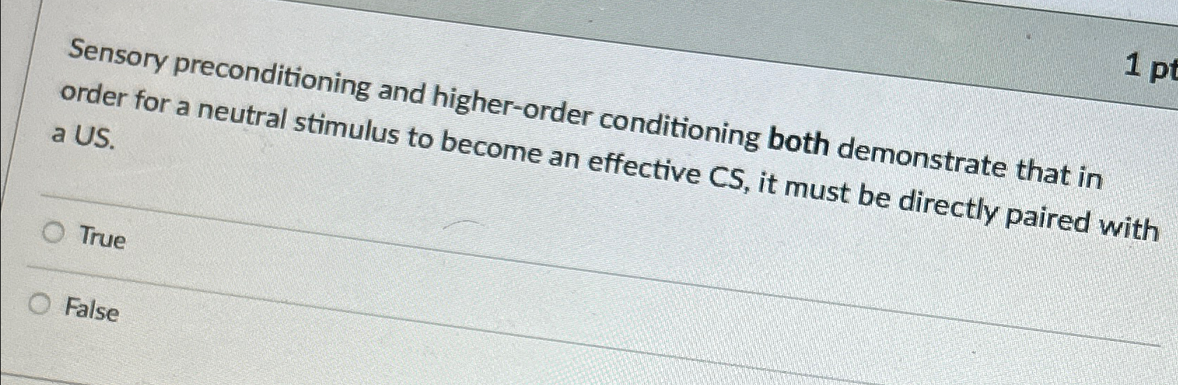 Solved Sensory preconditioning and higher-order conditioning | Chegg.com