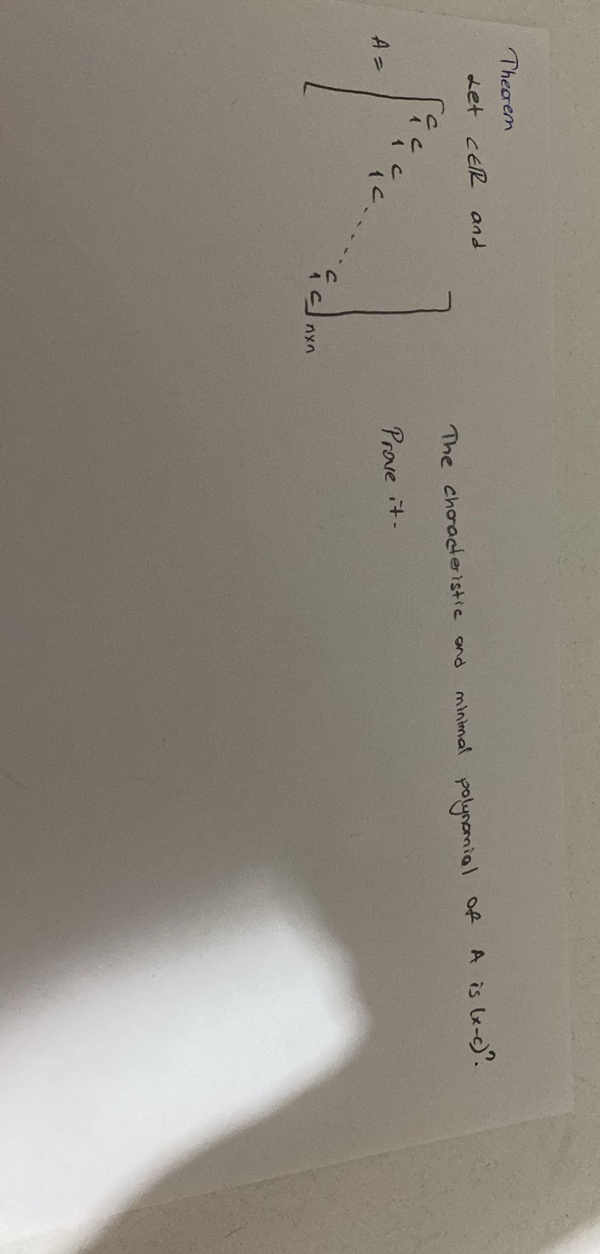 Solved TheoremLet cinR andThe choracteristic and minimal | Chegg.com