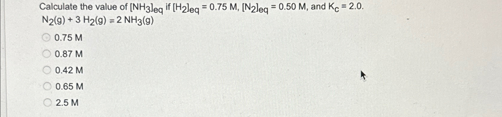 Solved Calculate the value of [NH3]eq ﻿if | Chegg.com