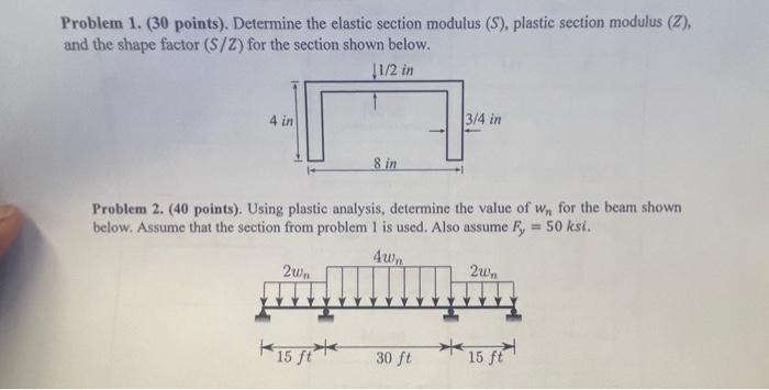 Solved Problem 1. (30 points). Determine the elastic section | Chegg.com