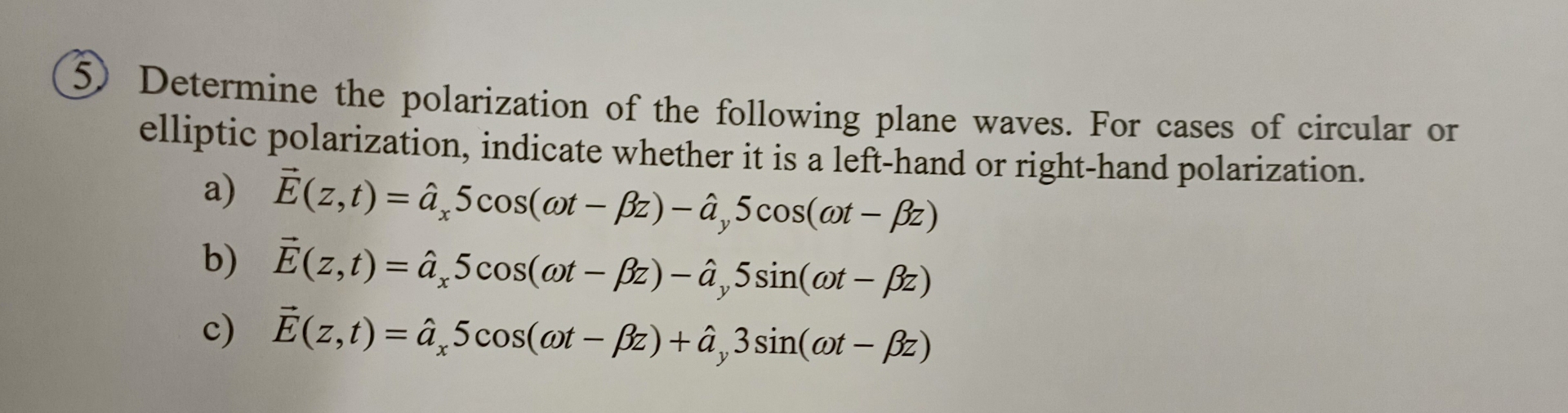 Solved Determine the polarization of the following plane | Chegg.com