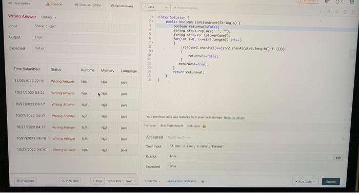 Solved in this code when i run it for a man , a plan , a | Chegg.com
