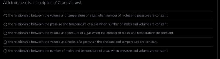 Solved Charles's law states that the volume of a fixed | Chegg.com