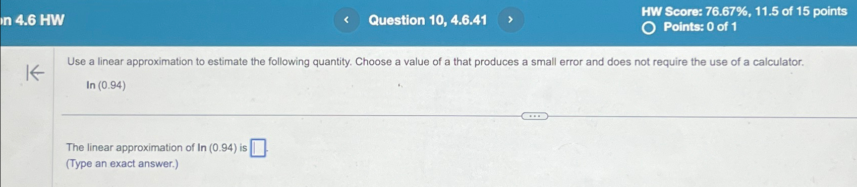 Solved 4.6 ﻿HWQuestion 10, 4.6.41HW Score: 76.67%,11.5 ﻿of | Chegg.com