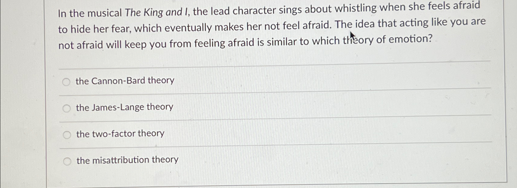 Solved In the musical The King and I, the lead character | Chegg.com