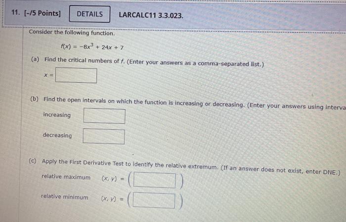Solved 11. [-15 Points) DETAILS LARCALC11 3.3.023. Consider | Chegg.com Solved 11. [-15 Points) DETAILS LARCALC11 3.3.023. Consider | Chegg.com