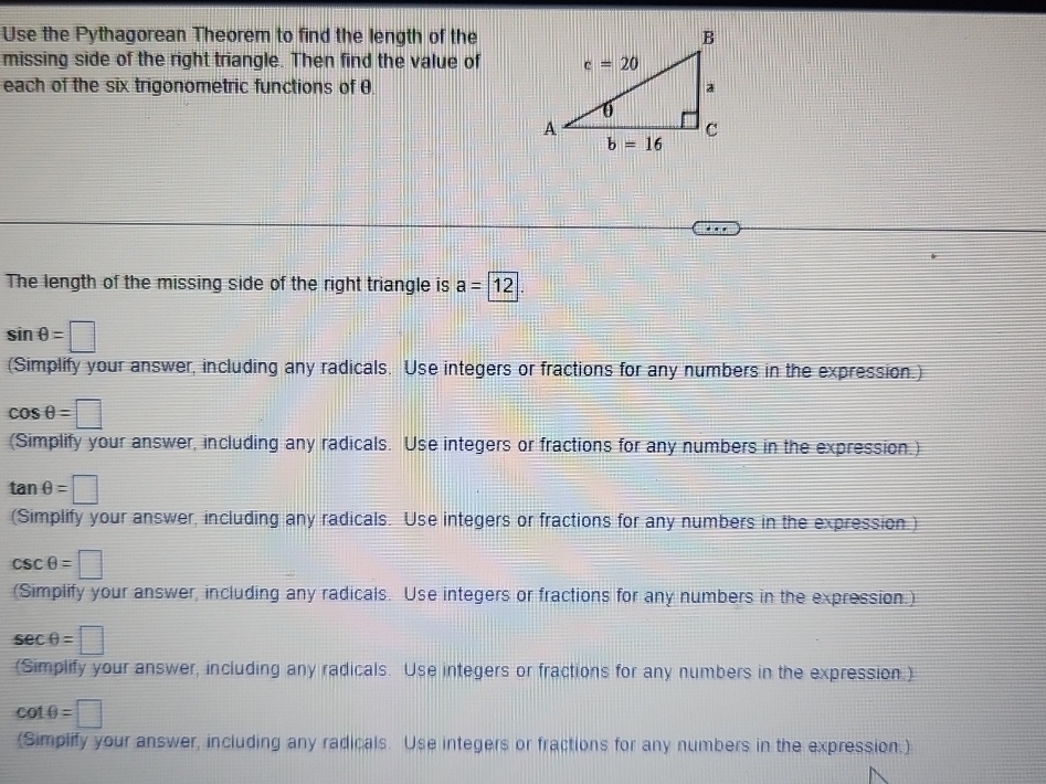 Solved Use the Pythagorean Theorem to find the length of the | Chegg.com