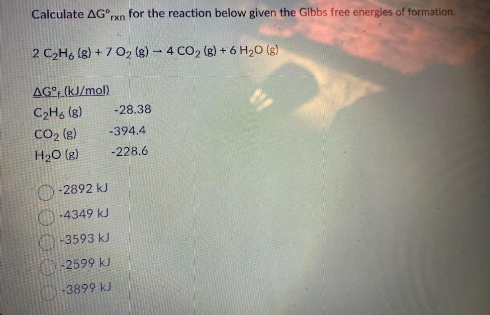 Solved Calculate ΔG∘rxn for the reaction below given the | Chegg.com