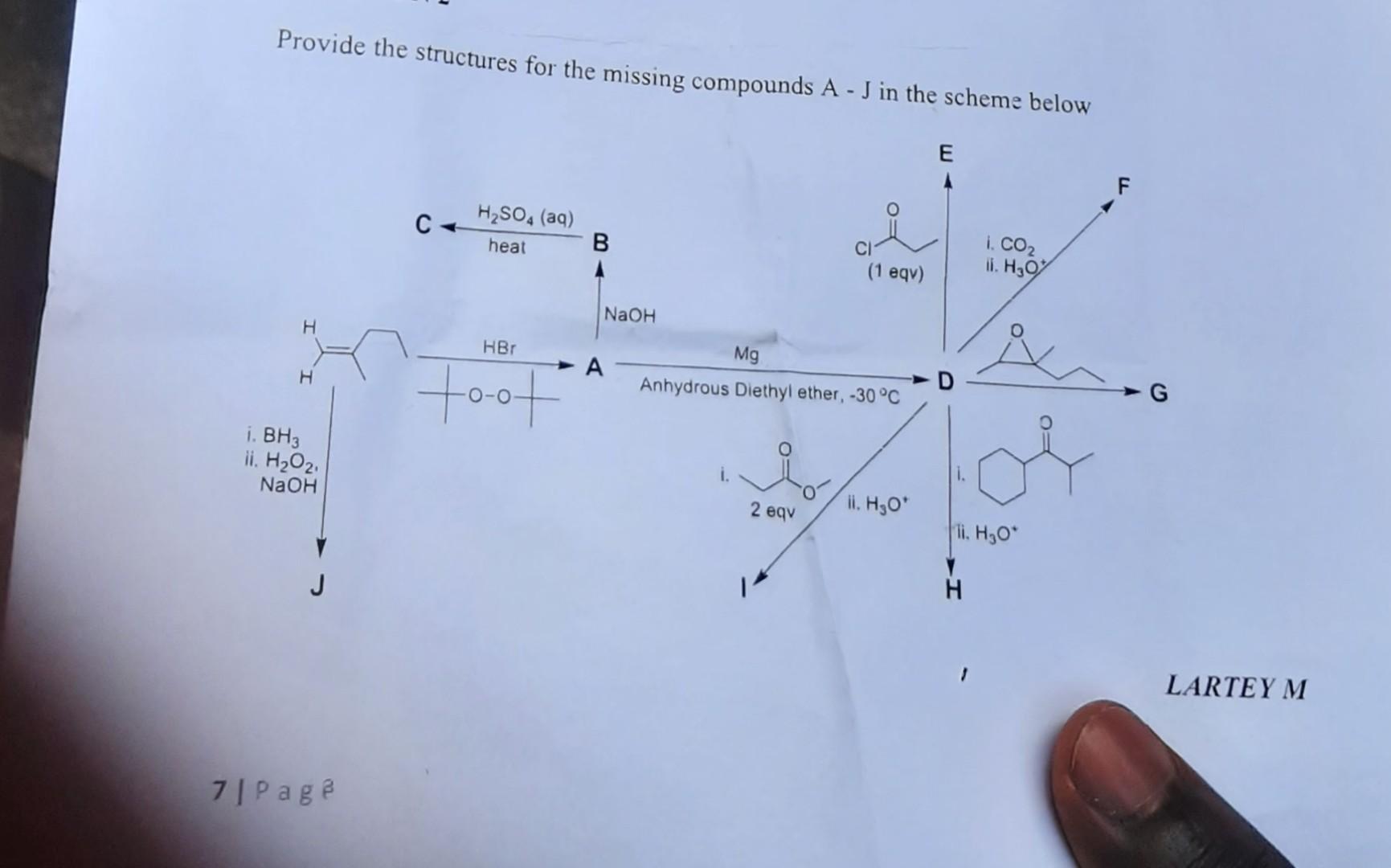 Solved Provide the structures for the missing compounds A−J | Chegg.com