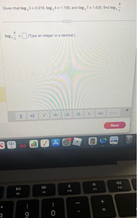 Solved Given that logc3≈0.918,logc4≈1.158, and logc7≈1.626, | Chegg.com